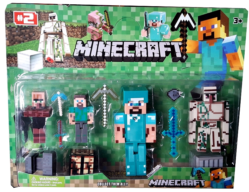 FIGURKI MINECRAFT ZESTAW 4 FIGURKI DUŻE AKCESORIA - 7073040981 ...