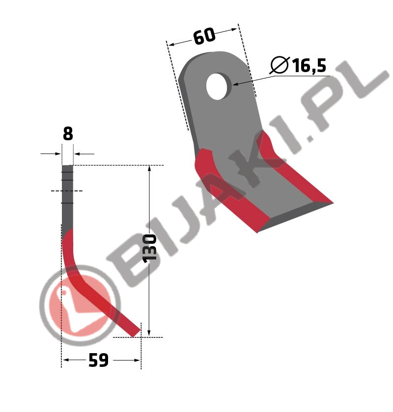 Nóż, noże Y AGC-08 do kosiarki bijakowej Agricom - 5418708337 ...