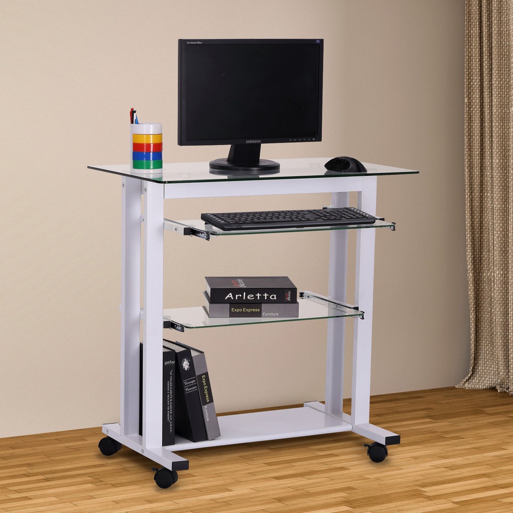 BIURKO STOLIK POD KOMPUTER NA KÓŁKACH HOMCOM - 7346891870 - oficjalne ...