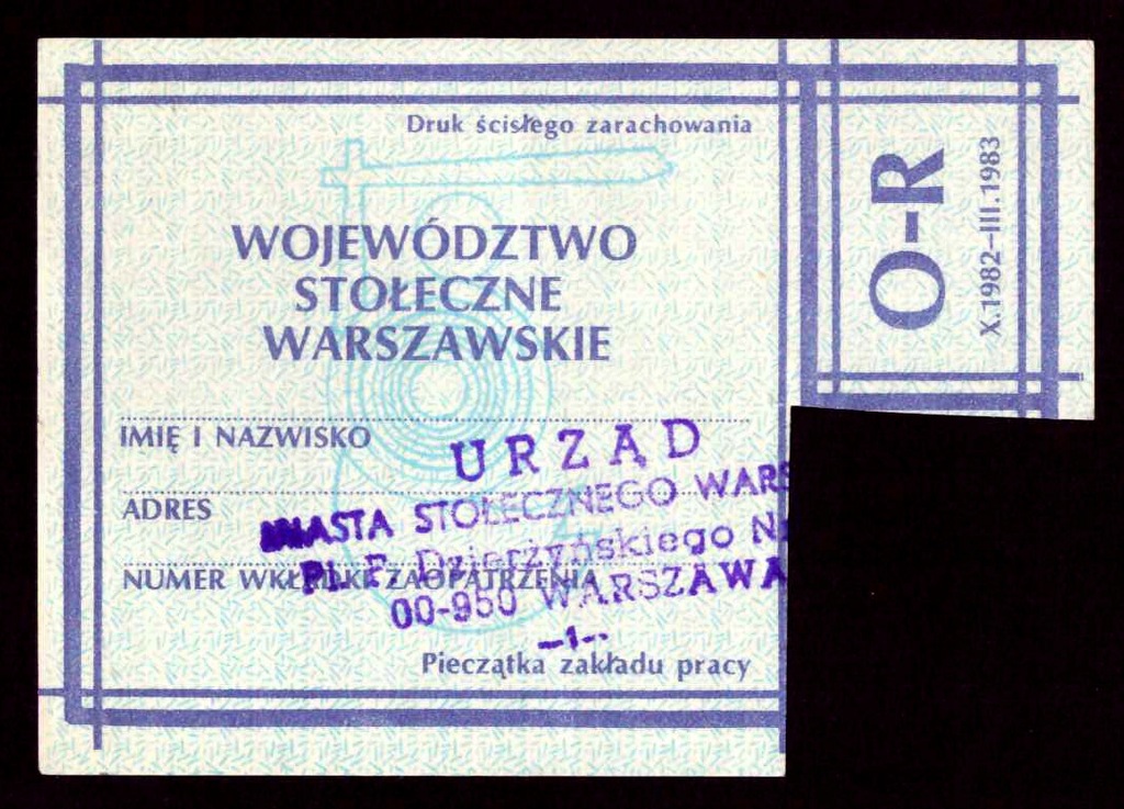 PRL Talon na buty 1982 Urząd Miasta Warszawy - 7660851678 - oficjalne ...