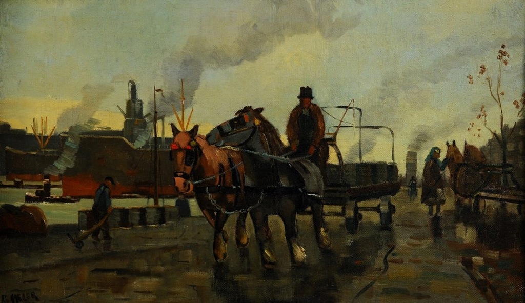 P. HAELER SCENA ULICZNA PRZEPIĘKNY OBRAZ OLEJNY ! - 7495379823 ...