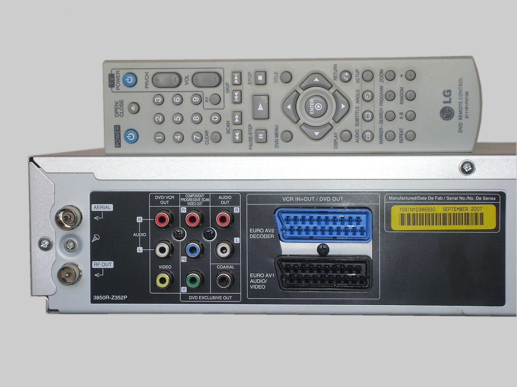 LG Combo DVD-VHS 6GŁOWIC SP/LP Mp3 JPEG DiVX PILOT - 7627695565 - oficjalne archiwum Allegro