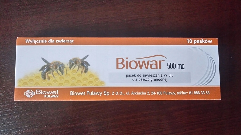 BIOWAR 500 mg paski dla pszczół pasek nowe 10 szt - 7541505462 ...