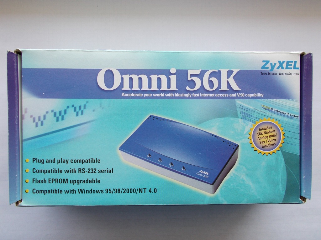 Modem telefoniczny Zyxel Omni 56K ZEWN. KULTOWY!!! - 7299222105 ...