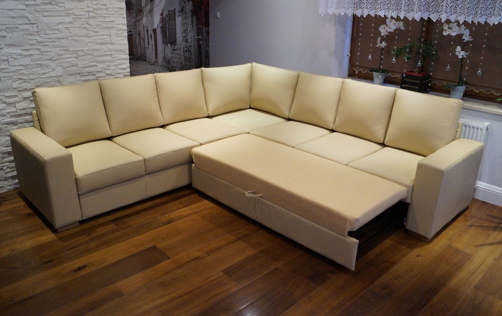 Narożnik z funkcją spania Sofa Kanapa ze Skóry - 7386688932 - oficjalne ...